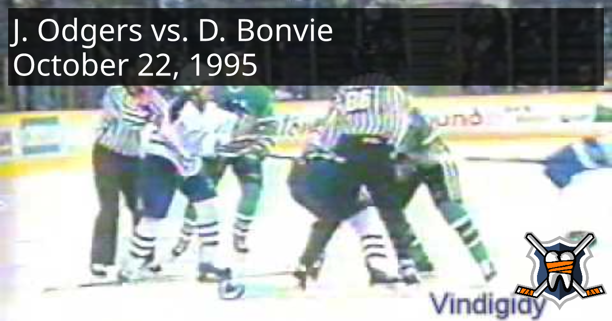 Jeff Odgers vs. Dennis Bonvie, October 22, 1995 - San Jose Sharks vs ...