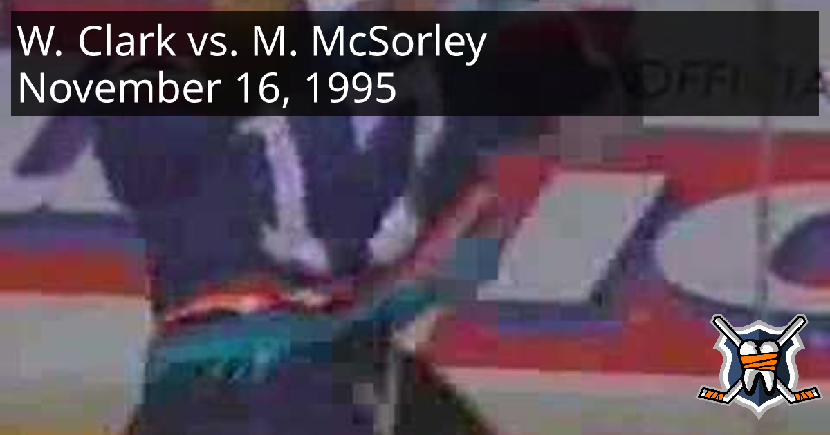 Wendel Clark vs. Marty McSorley, November 16, 1995 - New York Islanders ...