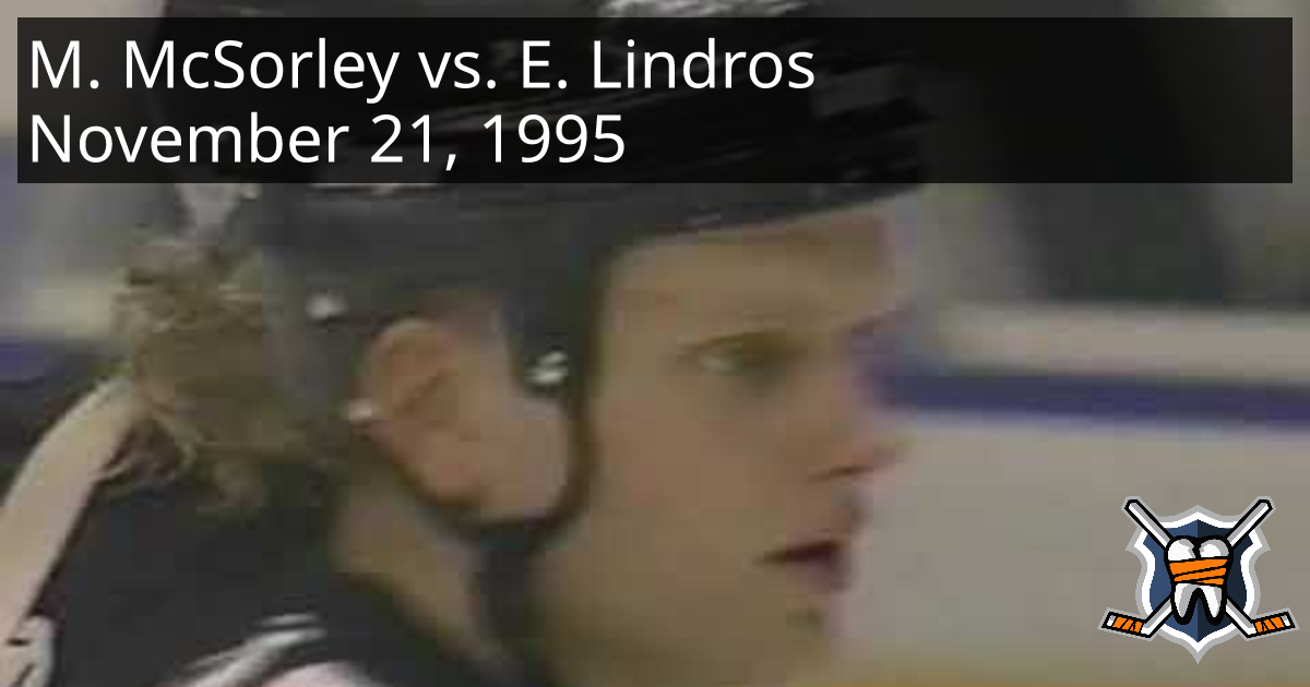 Marty McSorley vs. Eric Lindros, November 21, 1995 - Los Angeles Kings ...