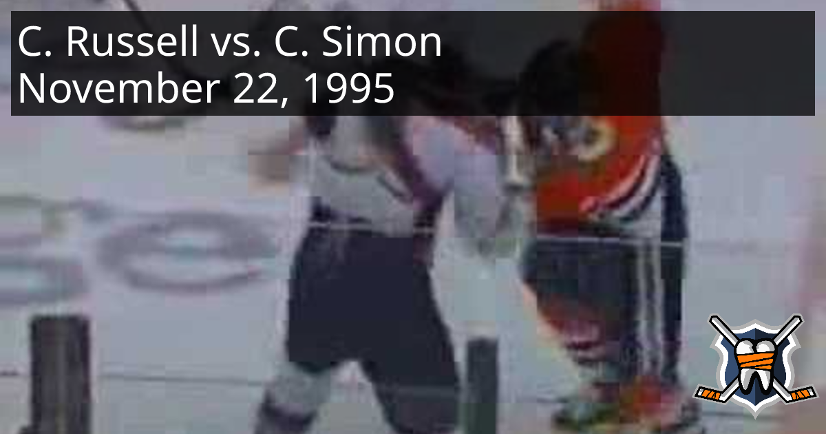 Cam Russell vs. Chris Simon, November 22, 1995 - Chicago Blackhawks vs ...
