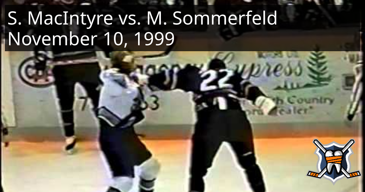 Steve MacIntyre vs. Matt Sommerfeld, November 10, 1999 - Red Deer ...