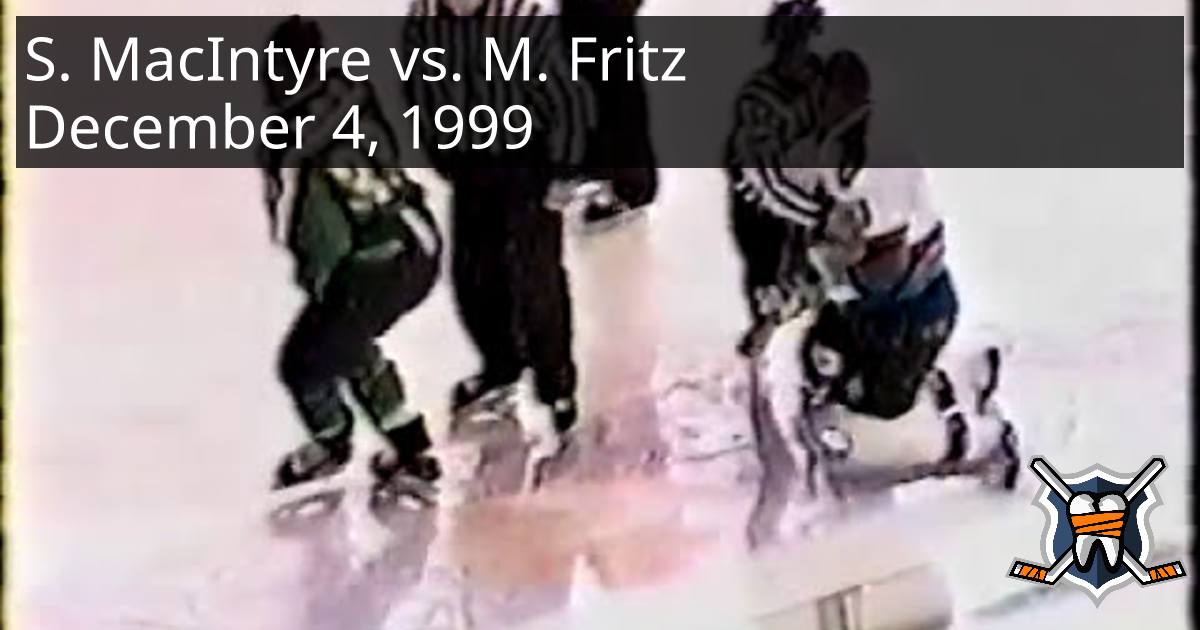 Steve MacIntyre vs. Mitch Fritz, December 4, 1999 - Prince Albert ...