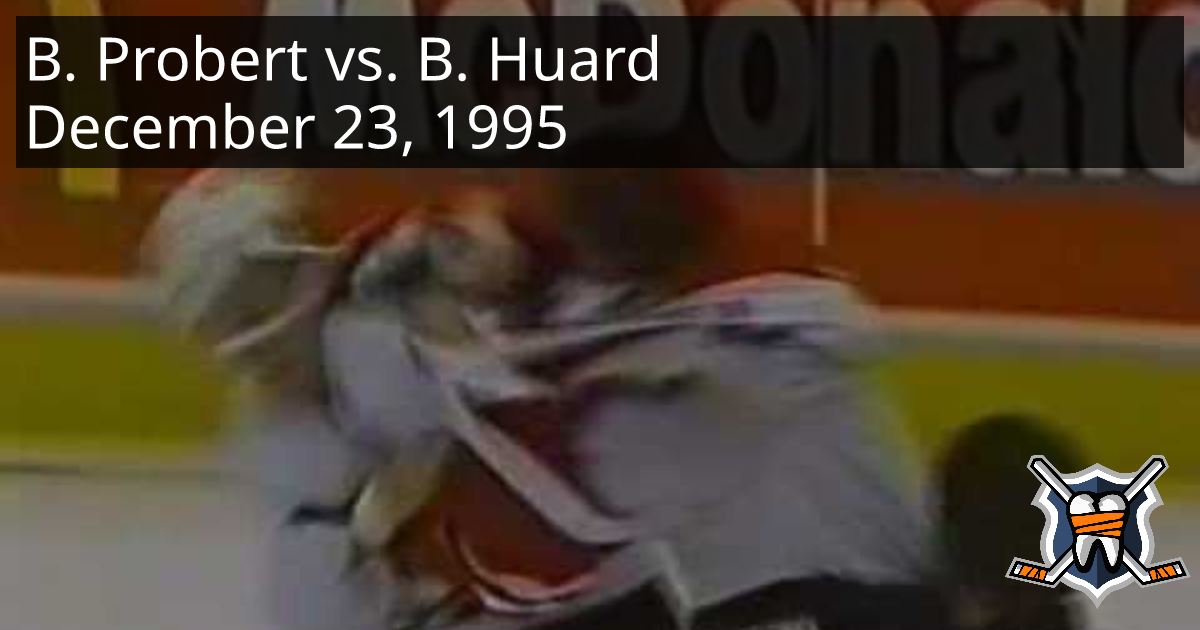 Bob Probert vs. Bill Huard, December 23, 1995 - Chicago Blackhawks vs ...