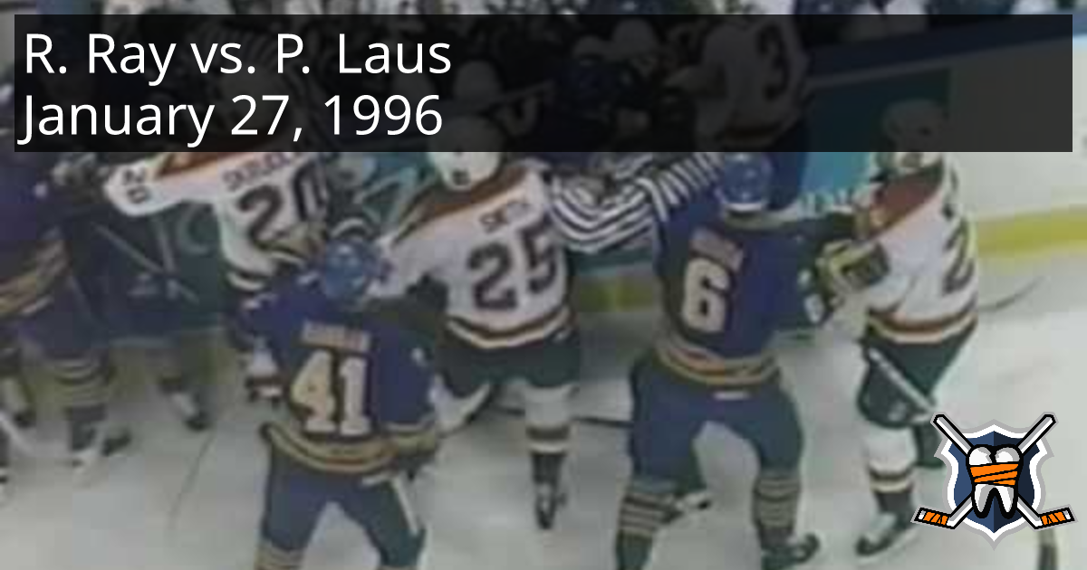 Rob Ray vs. Paul Laus, January 27, 1996 - Buffalo Sabres vs. Florida ...