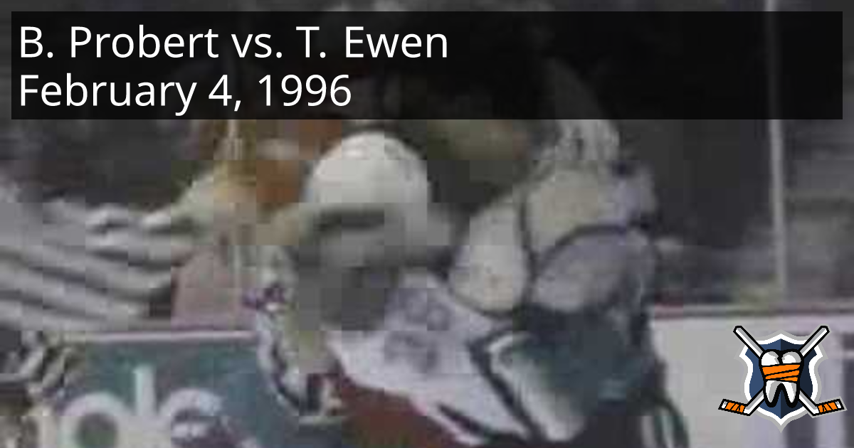 Bob Probert vs. Todd Ewen, February 4, 1996 - Chicago Blackhawks vs ...