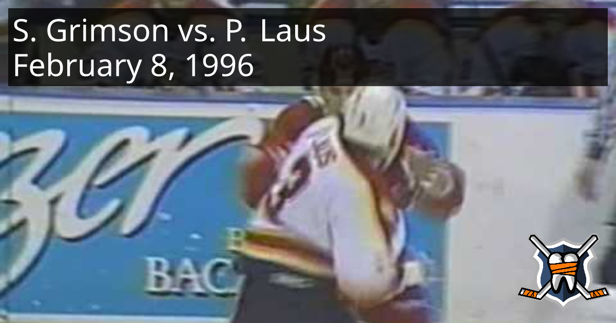 Stu Grimson vs. Paul Laus, February 8, 1996 - Detroit Red Wings vs ...