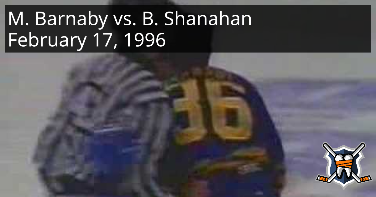 Matthew Barnaby vs. Brendan Shanahan, February 17, 1996 - Buffalo ...