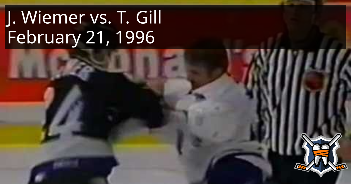Jason Wiemer vs. Todd Gill, February 21, 1996 - Tampa Bay Lightning vs ...