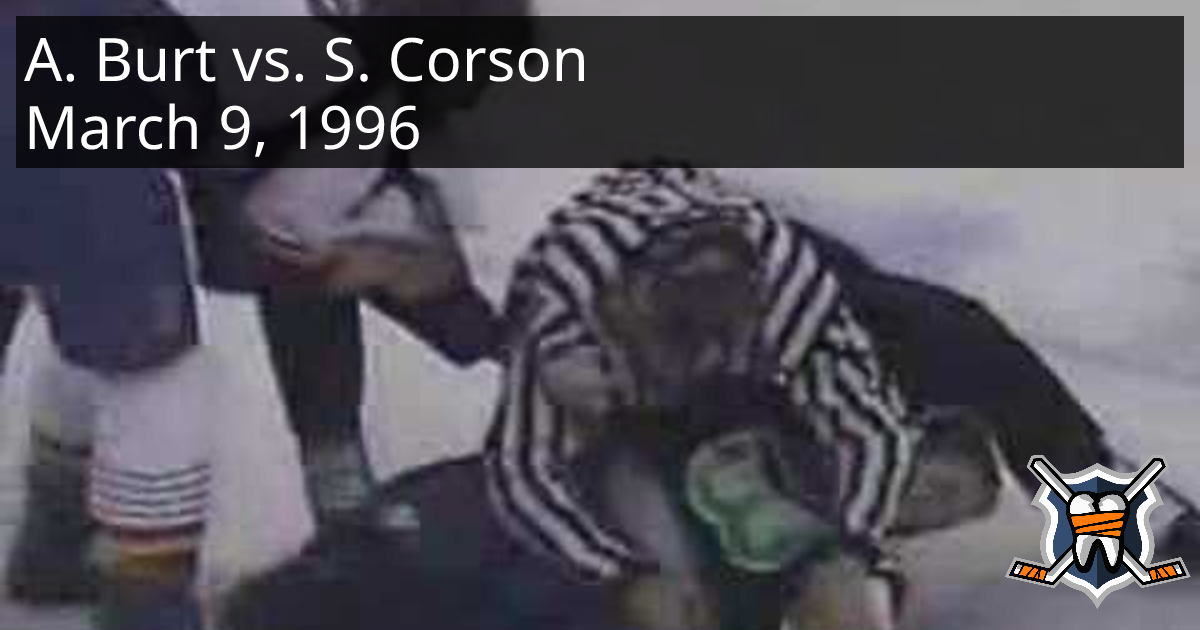 Adam Burt vs. Shayne Corson, March 9, 1996 - Hartford Whalers vs. St ...