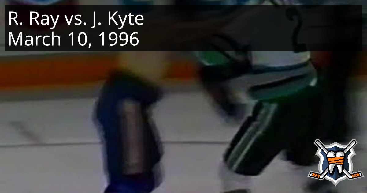 Rob Ray vs. Jim Kyte, March 10, 1996 - Buffalo Sabres vs. San Jose ...