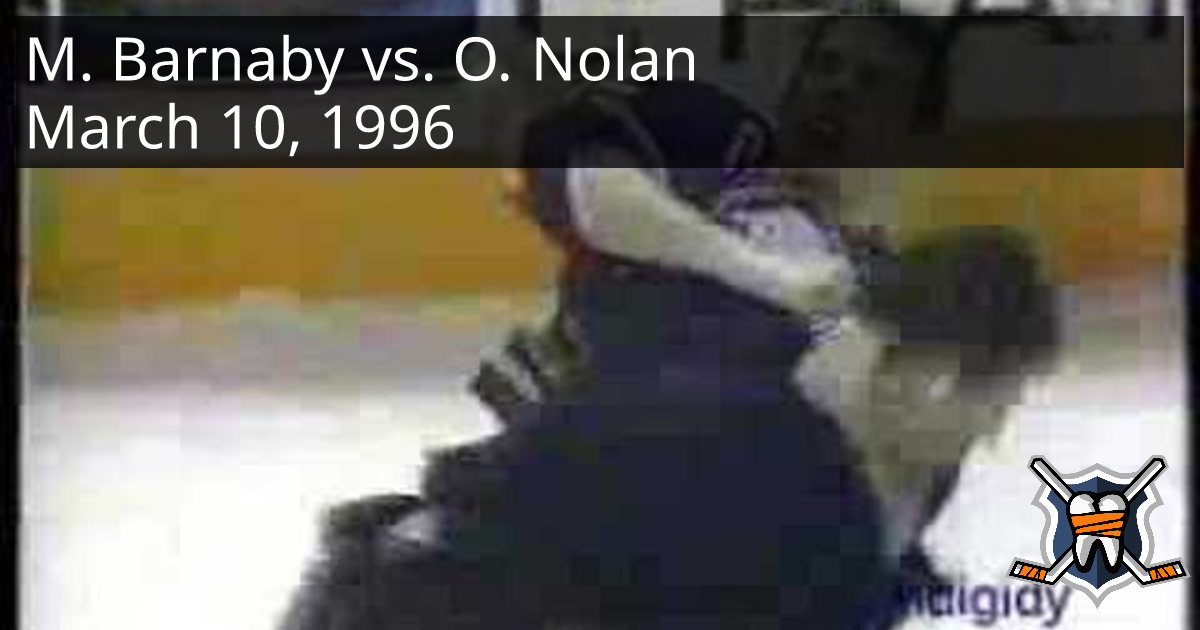 Matthew Barnaby vs. Owen Nolan, March 10, 1996 - Buffalo Sabres vs. San ...