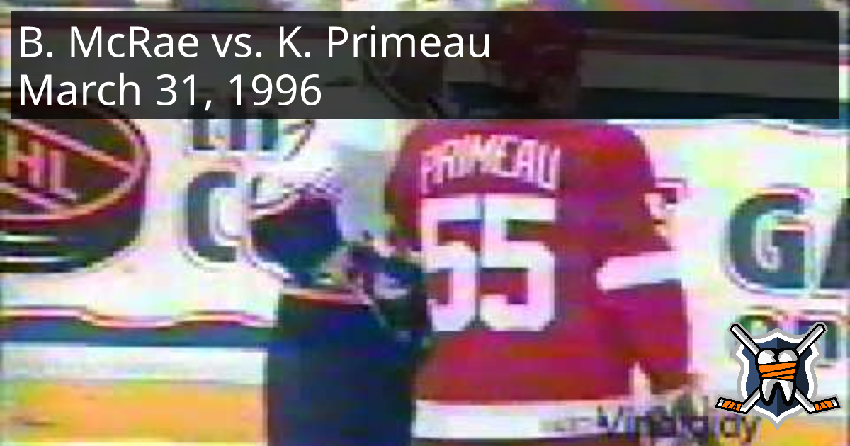 Basil McRae vs. Keith Primeau, March 31, 1996 - St Louis Blues vs ...