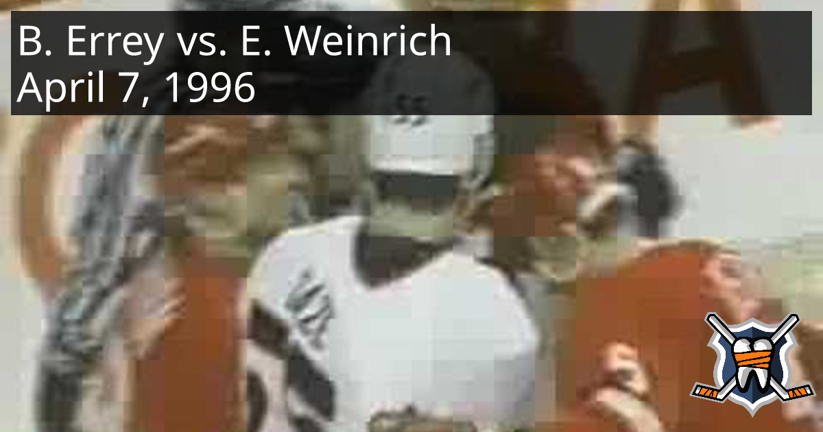 Bob Errey vs. Eric Weinrich, April 7, 1996 - Detroit Red Wings vs ...