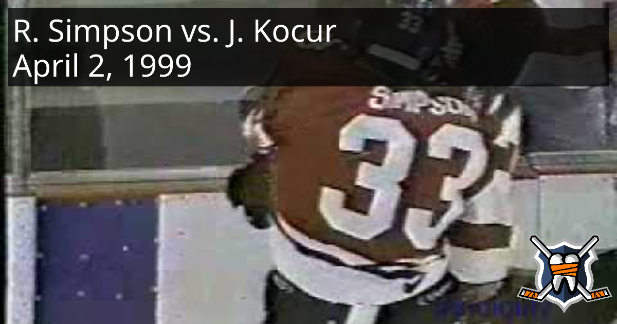 Reid Simpson vs. Joey Kocur, April 2, 1999 - Chicago Blackhawks vs ...