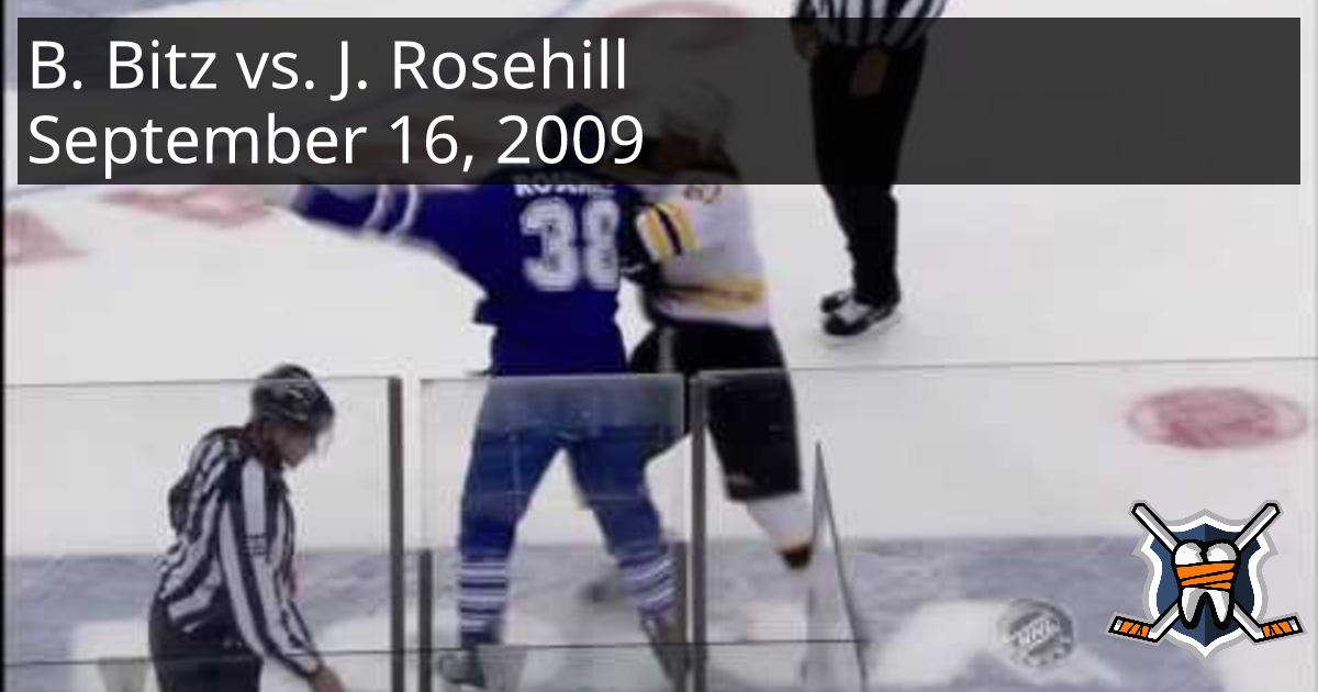 Byron Bitz vs. Jay Rosehill, September 16, 2009 - Boston Bruins vs ...