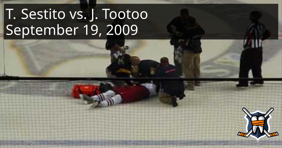 Tom Sestito vs. Jordin Tootoo, September 19, 2009 - Columbus Blue ...