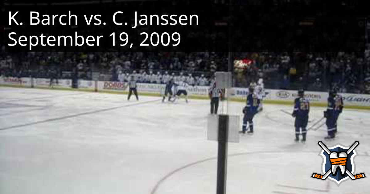 Krys Barch vs. Cam Janssen, September 19, 2009 - Dallas Stars vs. St ...