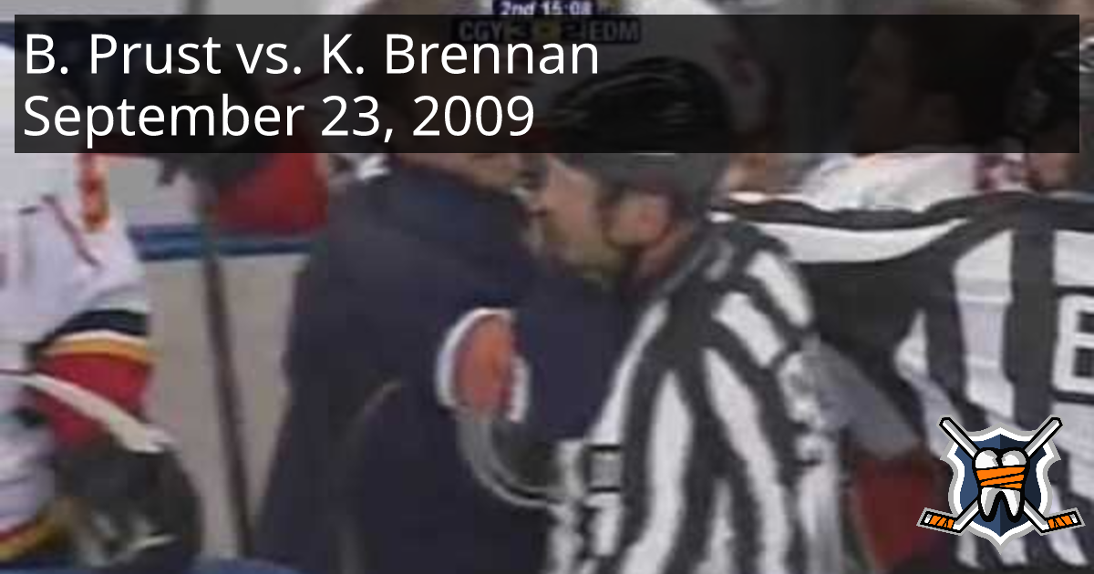 Brandon Prust vs. Kip Brennan, September 23, 2009 - Calgary Flames vs ...