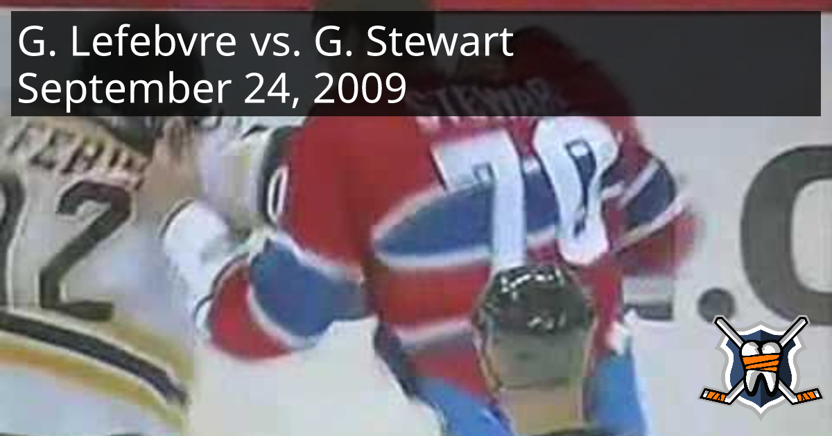 Guillaume Lefebvre vs. Greg Stewart, September 24, 2009 - Boston Bruins ...
