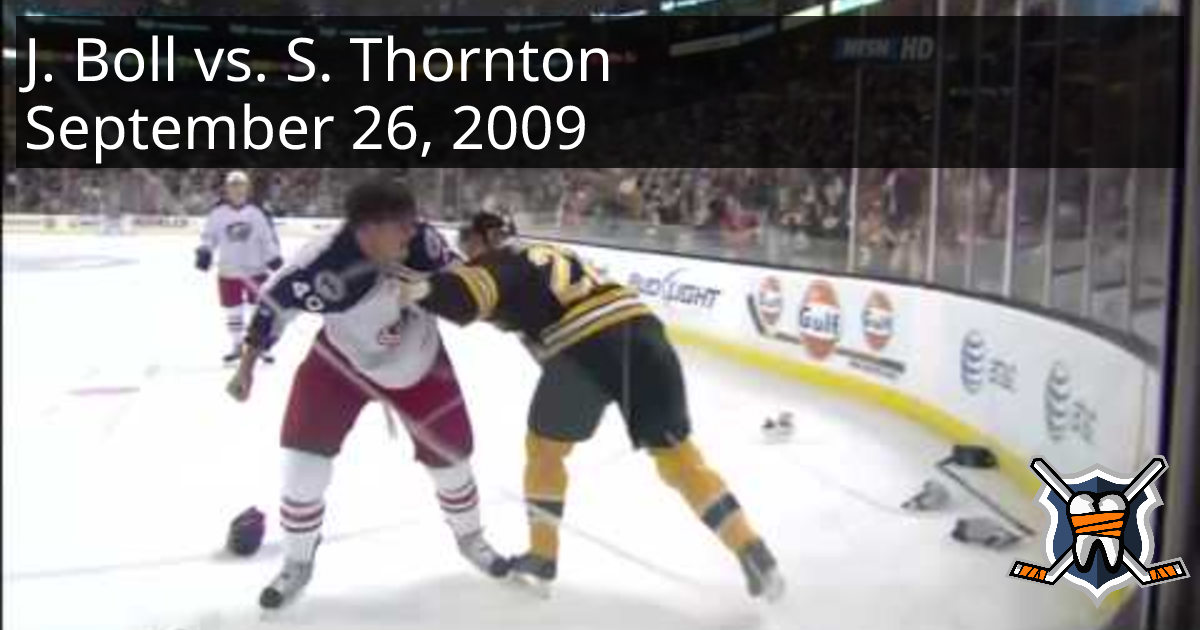 Jared Boll vs. Shawn Thornton, September 26, 2009 - Columbus Blue ...