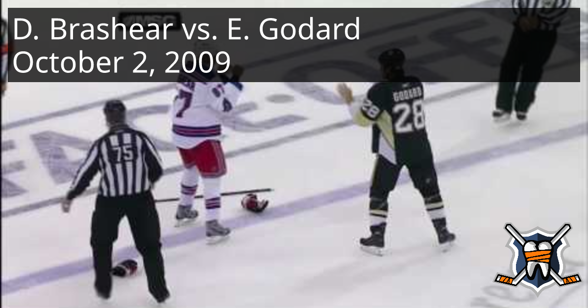 Donald Brashear vs. Eric Godard, October 2, 2009 - New York Rangers vs ...