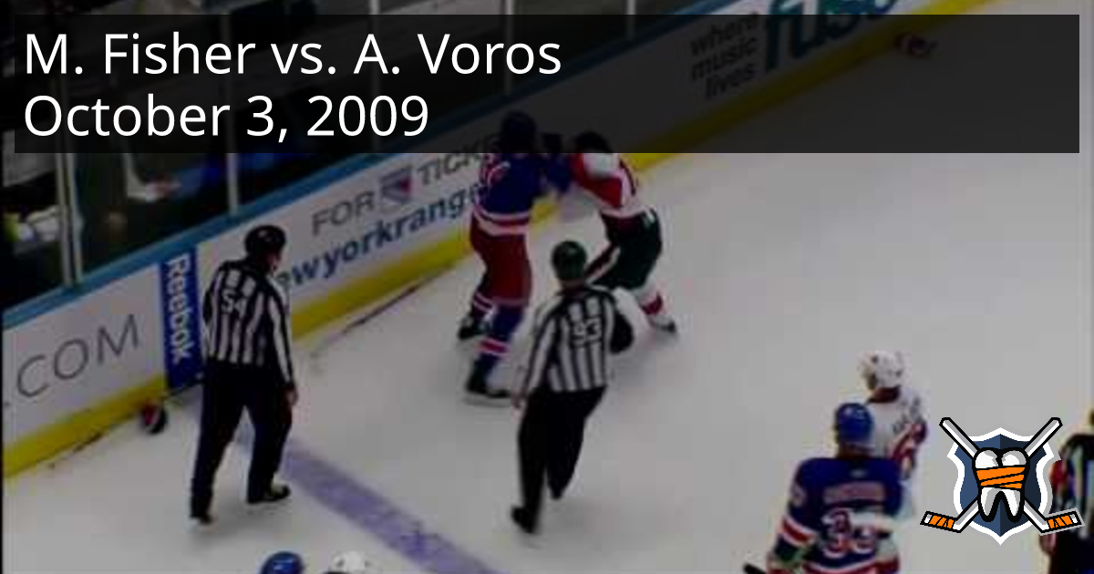Mike Fisher vs. Aaron Voros, October 3, 2009 - Ottawa Senators vs. New ...