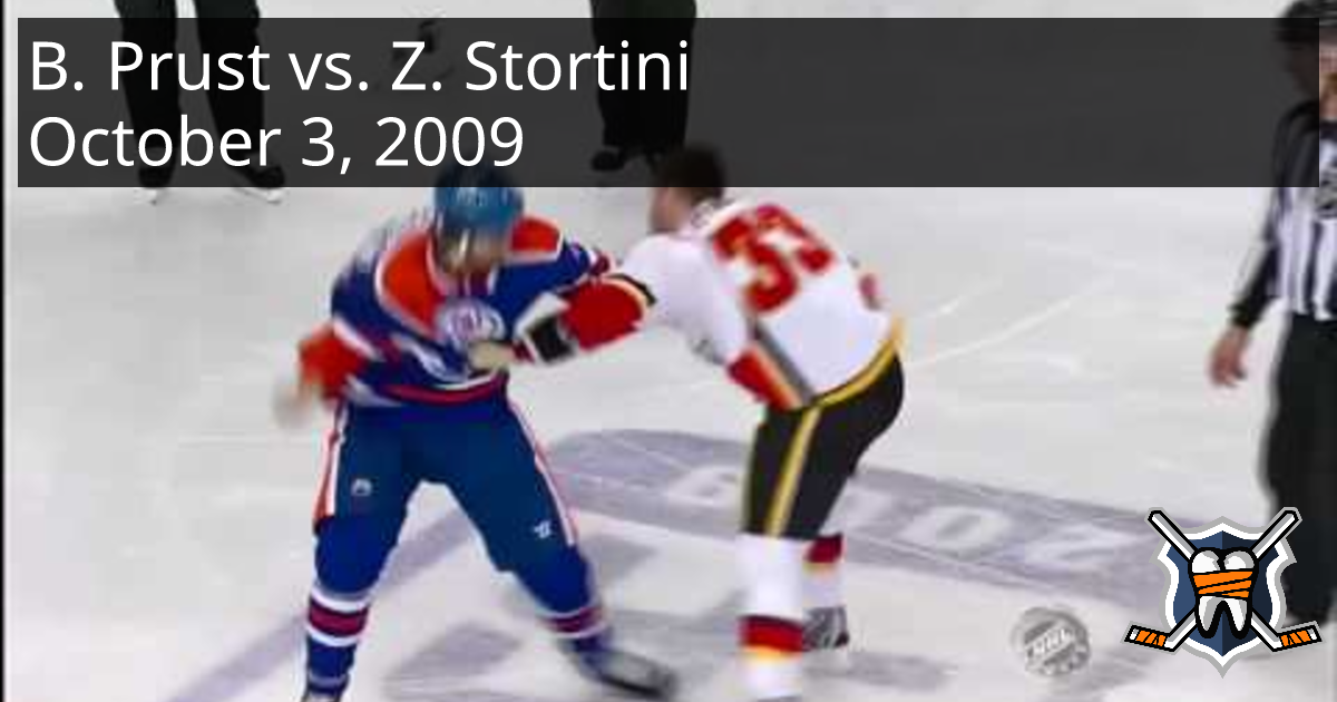 Brandon Prust vs. Zack Stortini, October 3, 2009 - Calgary Flames vs ...