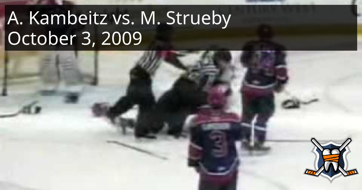 Adam Kambeitz vs. Matt Strueby, October 3, 2009 - Red Deer Rebels vs ...