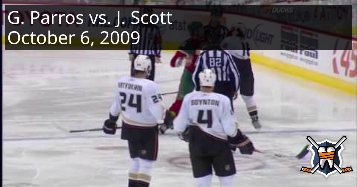 George Parros vs. John Scott, October 6, 2009 - Anaheim Ducks vs ...