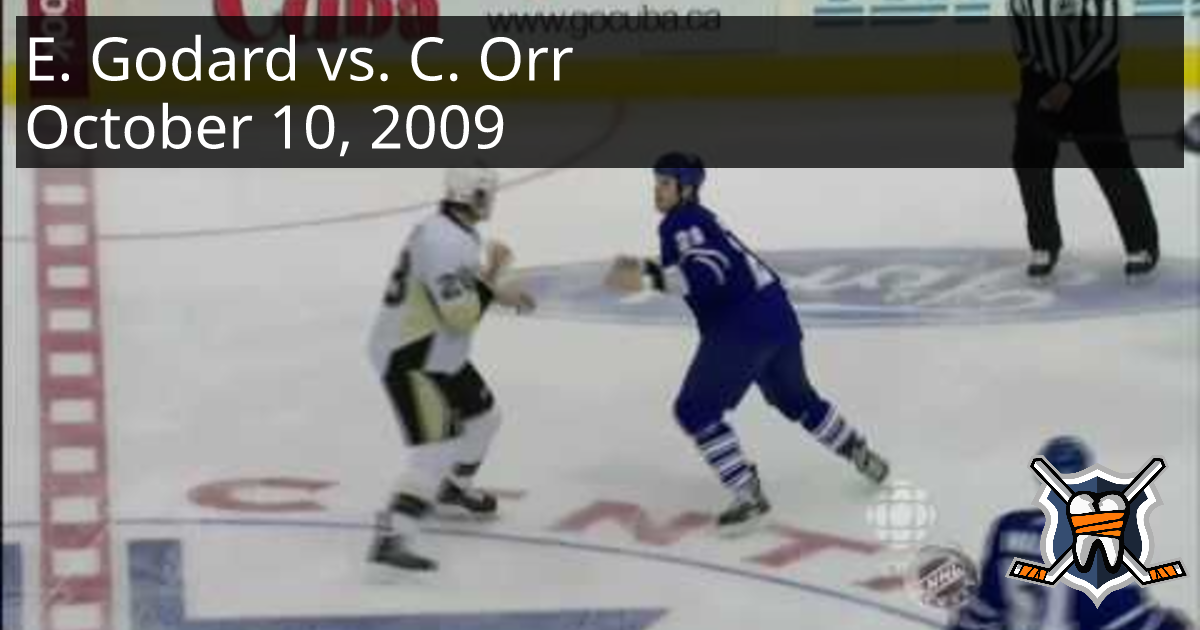Eric Godard vs. Colton Orr, October 10, 2009 - Pittsburgh Penguins vs ...