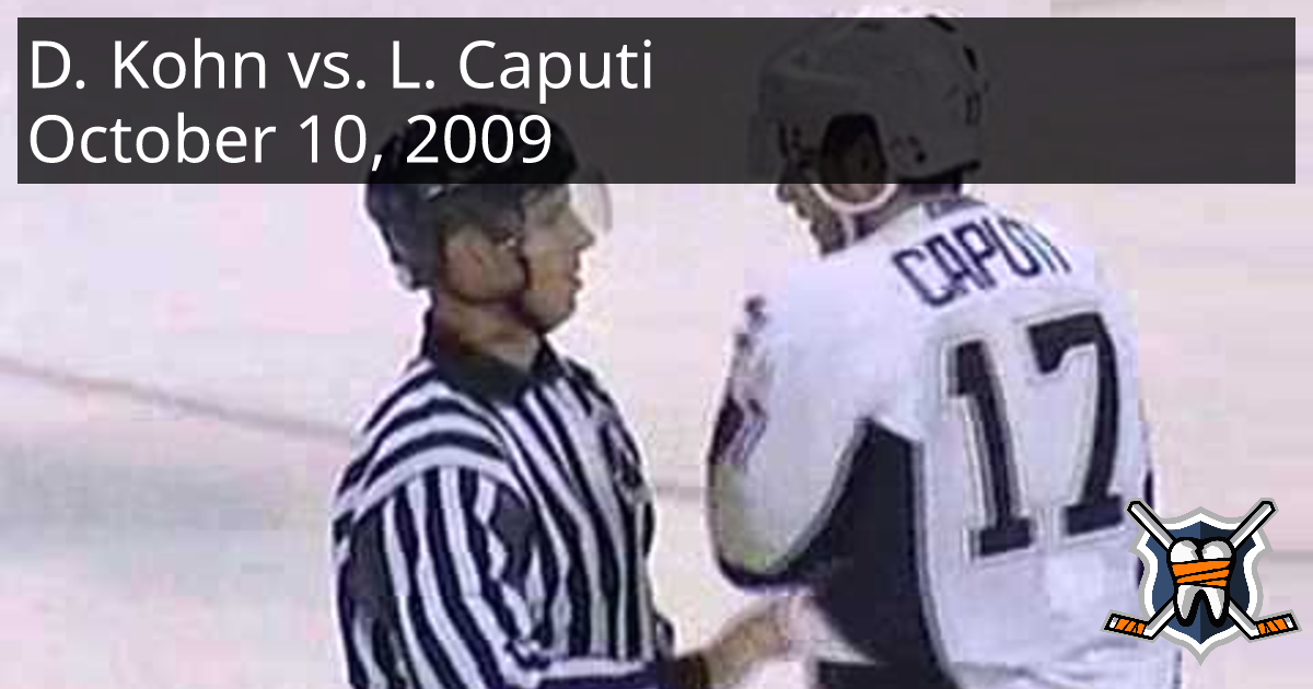 Dustin Kohn vs. Luca Caputi, October 10, 2009 - Bridgeport Sound Tigers ...