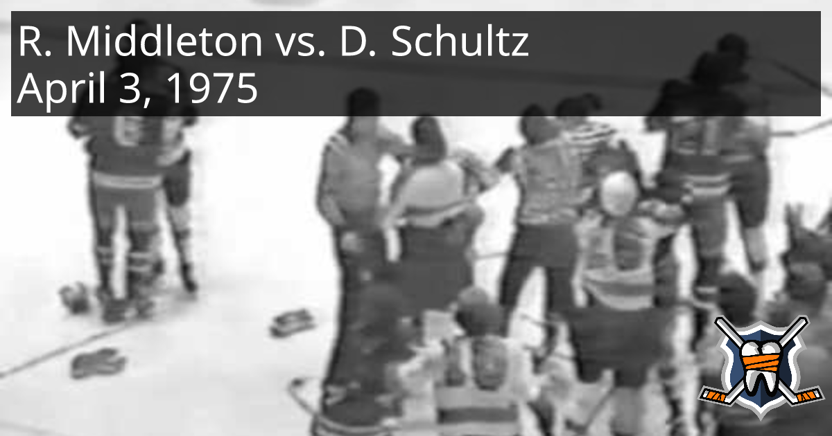 Rick Middleton vs. Dave Schultz, April 3, 1975 - New York Rangers vs ...