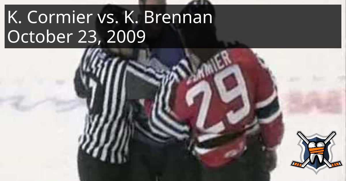 Kevin Cormier vs. Kip Brennan, October 23, 2009 - Lowell Devils vs. Springfield Falcons ...