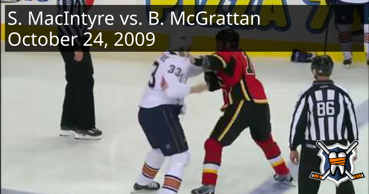 Steve MacIntyre vs. Brian McGrattan, October 24, 2009 - Edmonton Oilers ...