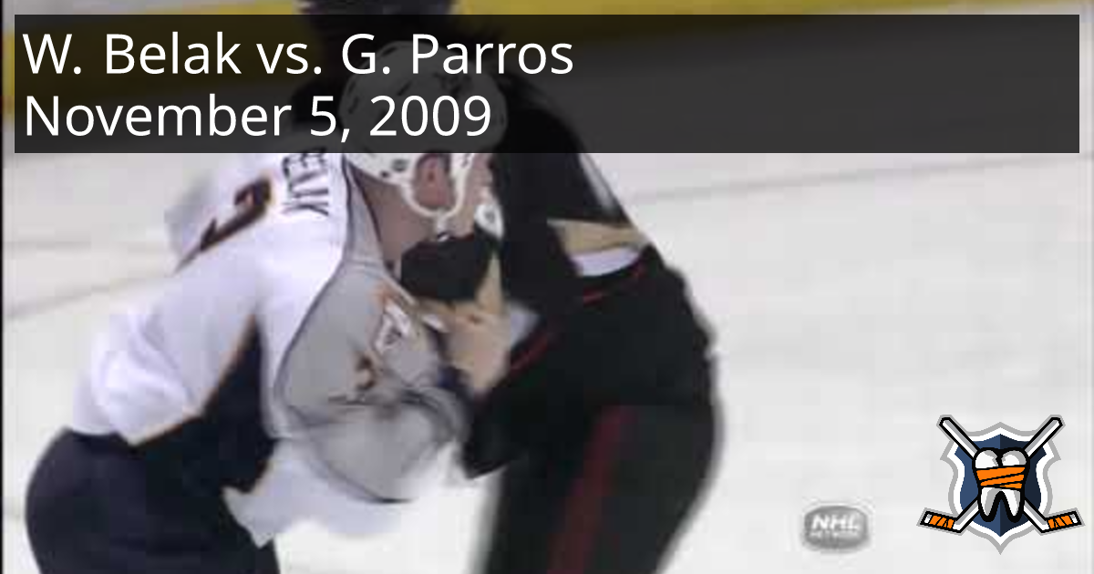 Wade Belak vs. George Parros, November 5, 2009 - Nashville Predators vs ...