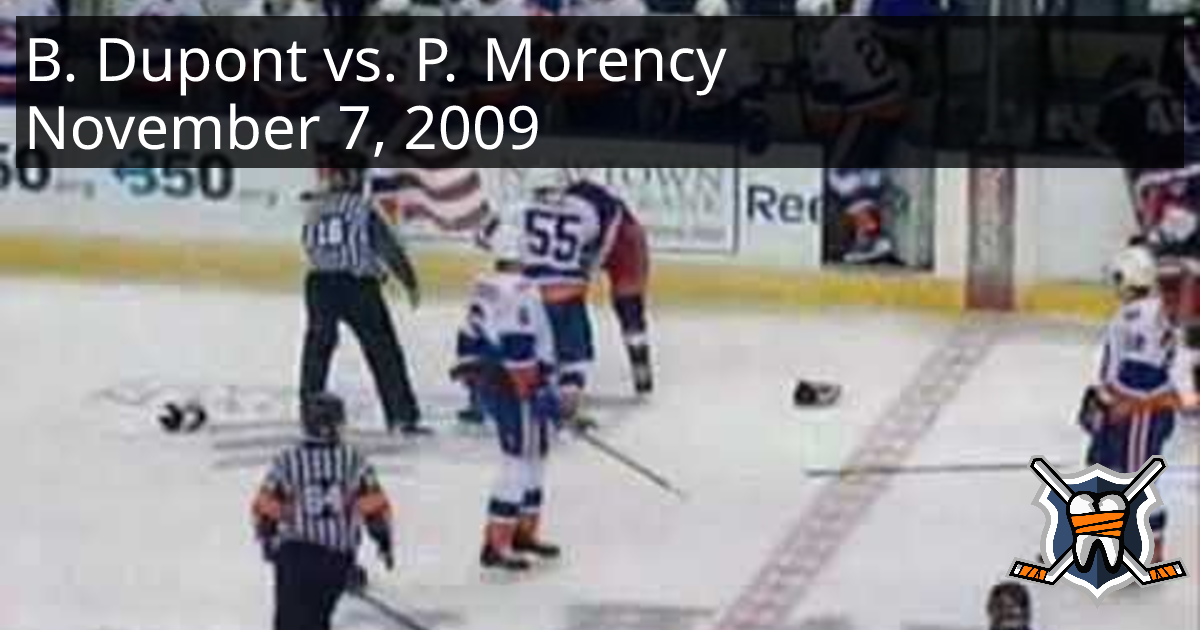 Brodie Dupont vs. Pascal Morency, November 7, 2009 - Hartford Wolf Pack ...