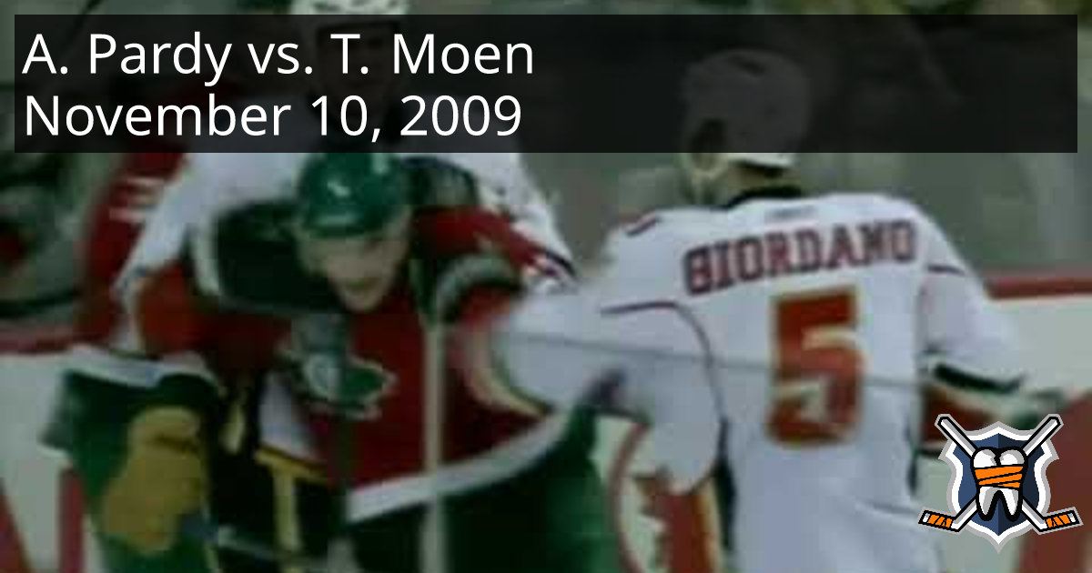 Adam Pardy vs. Travis Moen, November 10, 2009 - Calgary Flames vs ...
