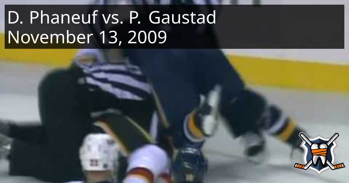 Dion Phaneuf vs. Paul Gaustad, November 13, 2009 - Calgary Flames vs ...