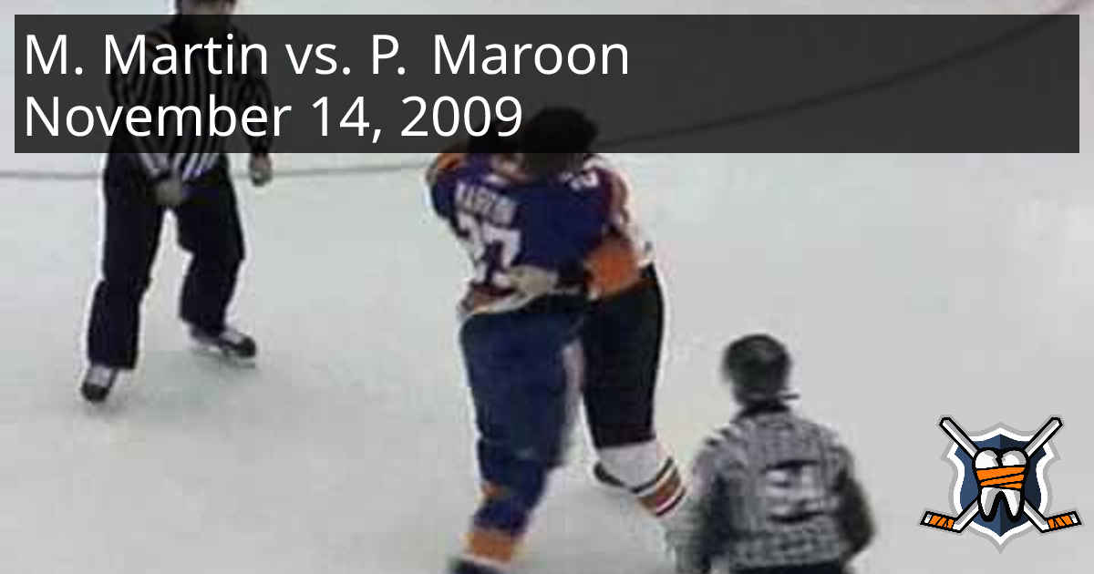 Matt Martin vs. Pat Maroon, November 14, 2009 - Bridgeport Sound Tigers ...