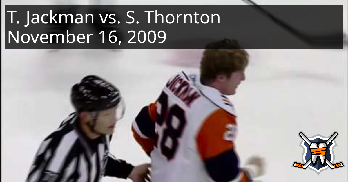 Tim Jackman vs. Shawn Thornton, November 16, 2009 - New York Islanders ...