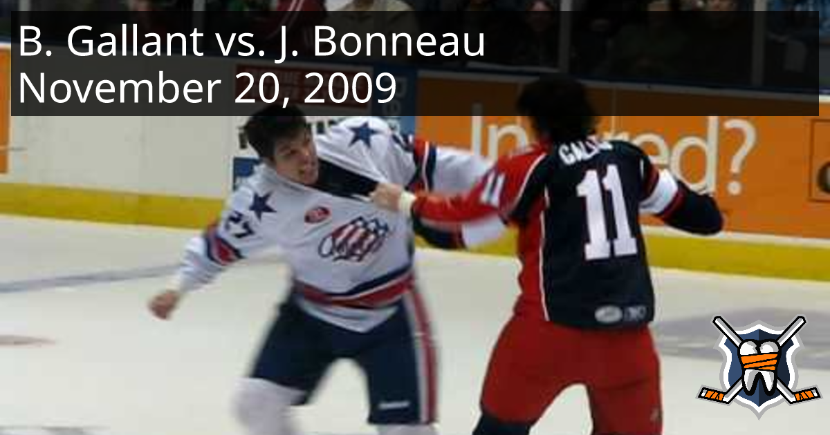 Brett Gallant vs. Jimmy Bonneau, November 20, 2009 - Syracuse Crunch vs ...