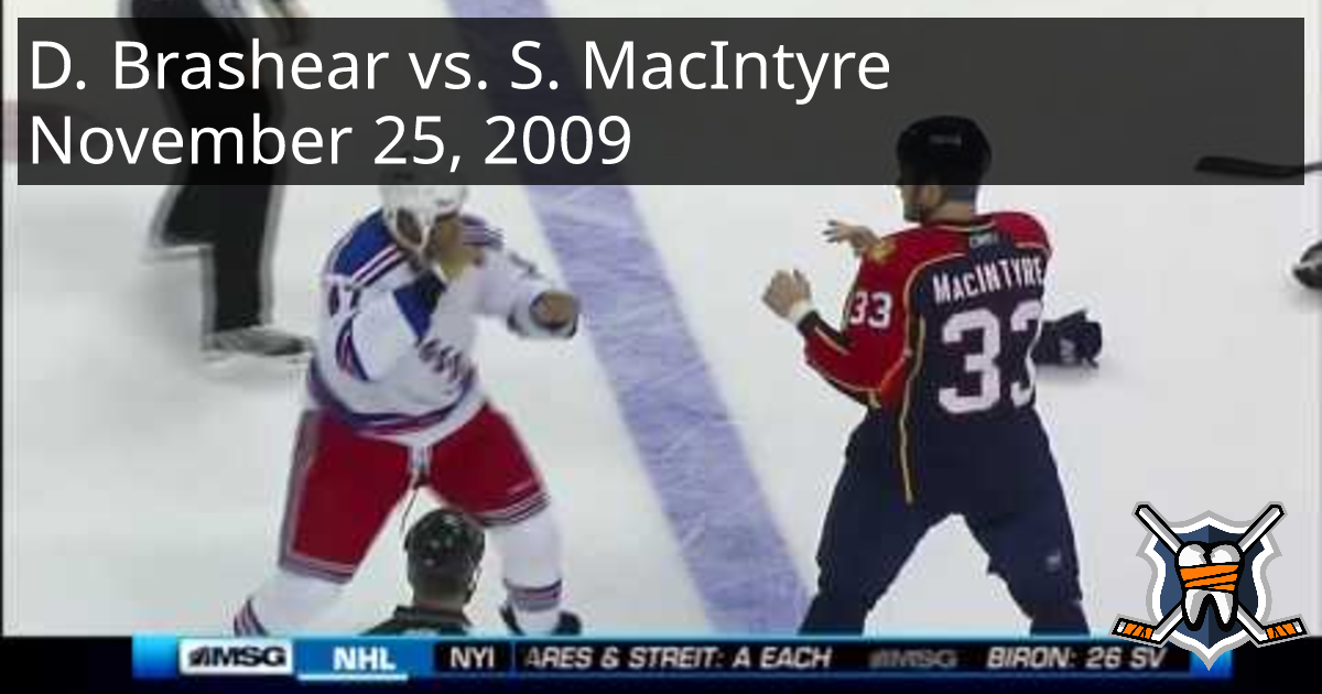 Donald Brashear vs. Steve MacIntyre, November 25, 2009 - New York ...