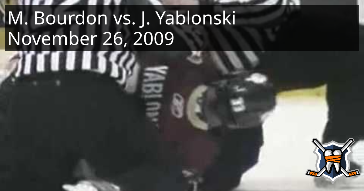 Marc-Andre Bourdon vs. Jeremy Yablonski, November 26, 2009 - Lehigh Valley Phantoms vs ...