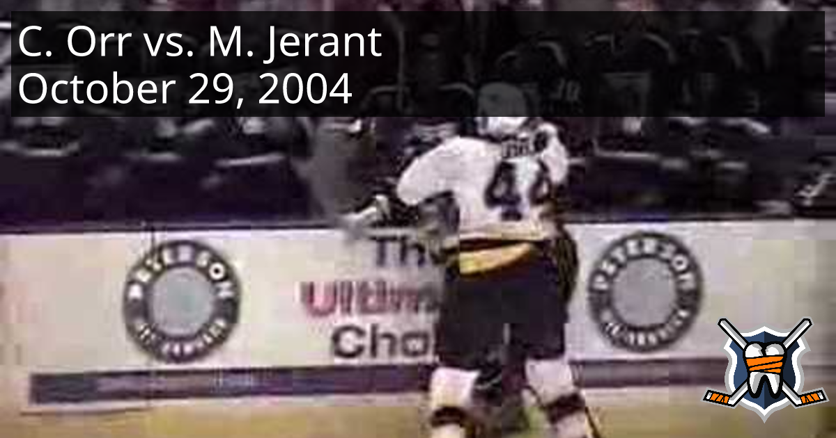 Colton Orr vs. Mark Jerant, October 29, 2004 - Providence Bruins vs ...