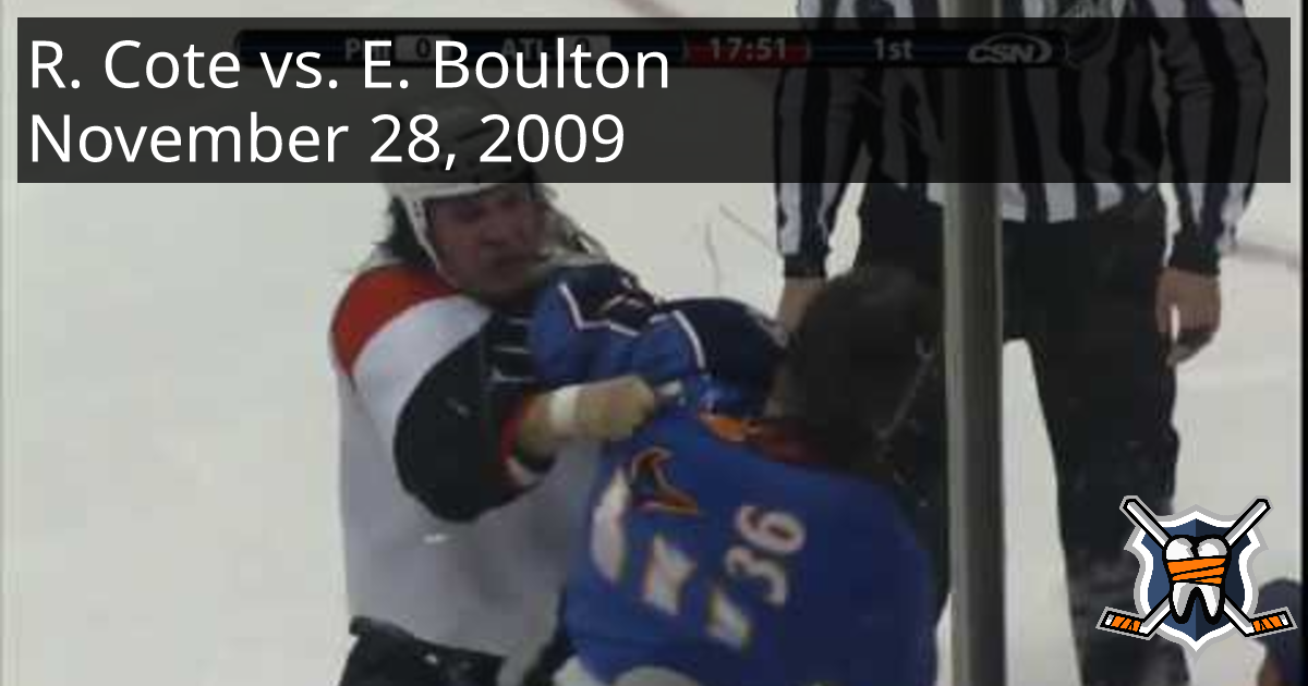 Riley Cote vs. Eric Boulton, November 28, 2009 - Philadelphia Flyers vs ...