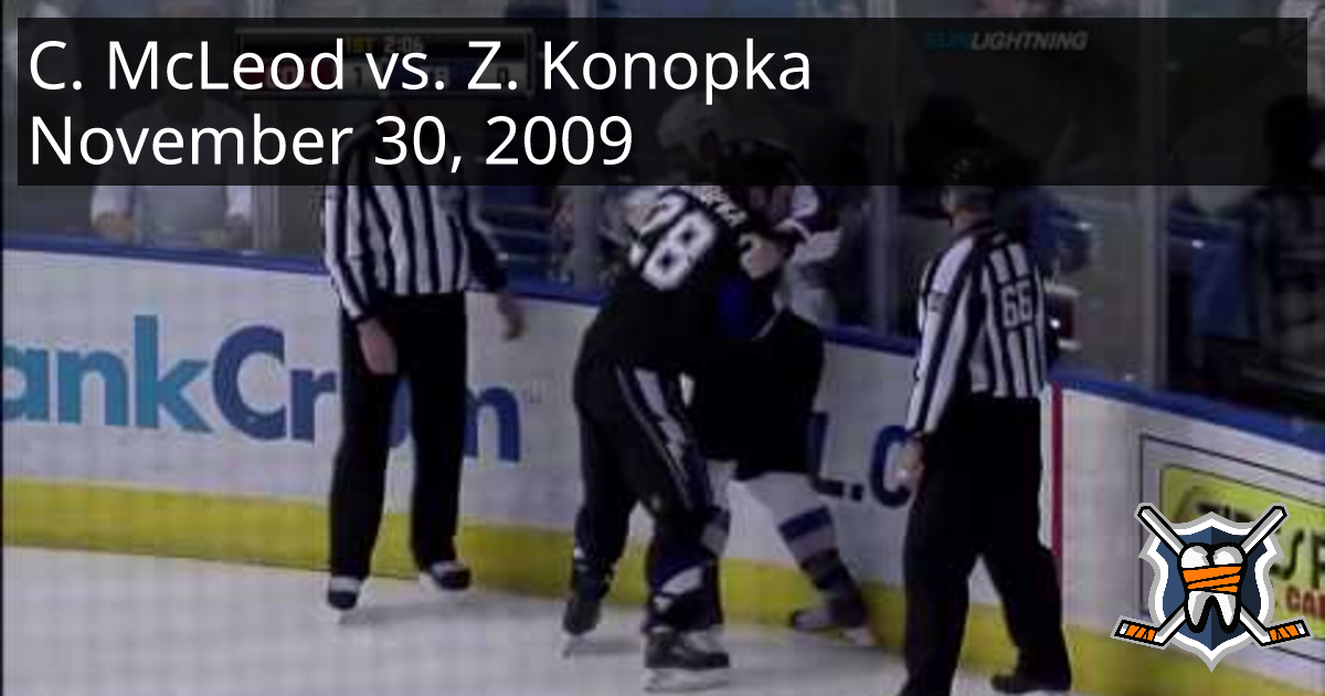 Cody McLeod vs. Zenon Konopka, November 30, 2009 - Colorado Avalanche ...