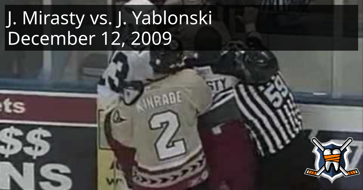 Jon Mirasty vs. Jeremy Yablonski, December 12, 2009 - Syracuse Crunch ...