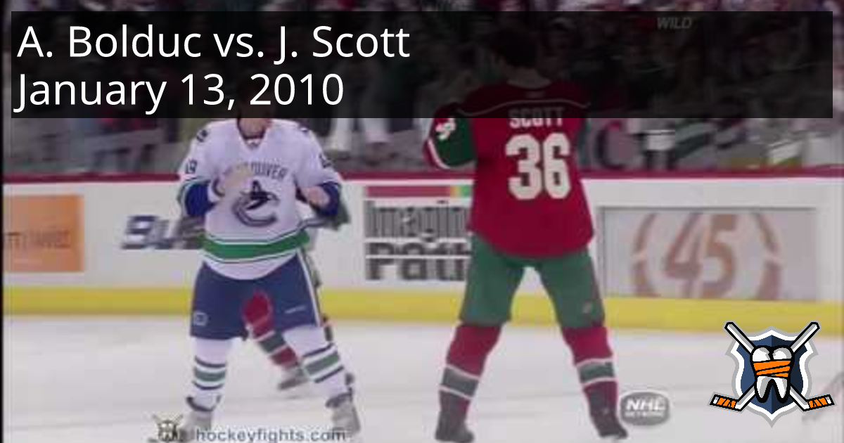 Alexandre Bolduc vs. John Scott, January 13, 2010 - Vancouver Canucks ...