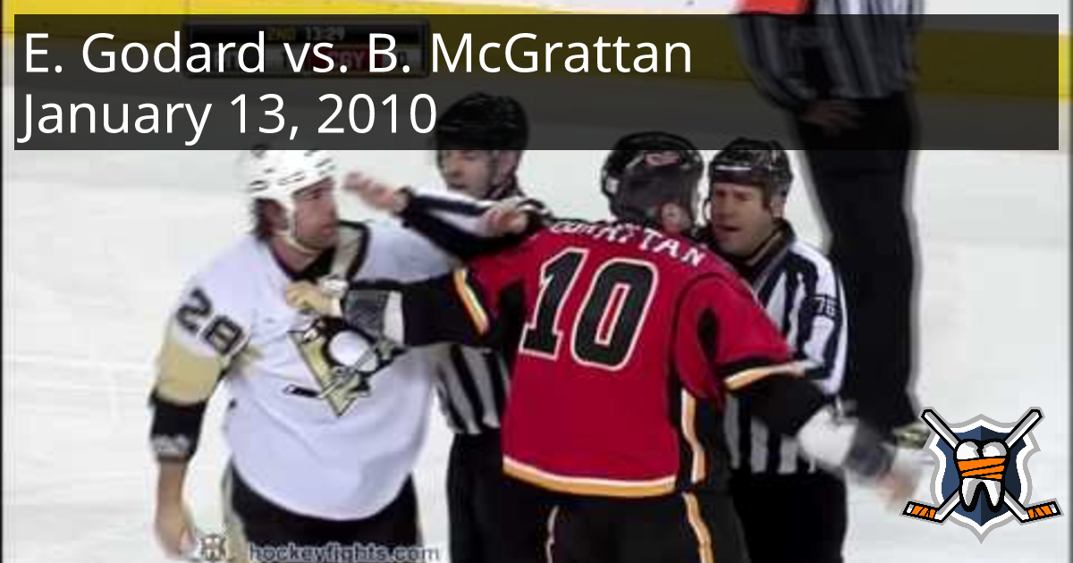 Eric Godard vs. Brian McGrattan, January 13, 2010 - Pittsburgh Penguins ...