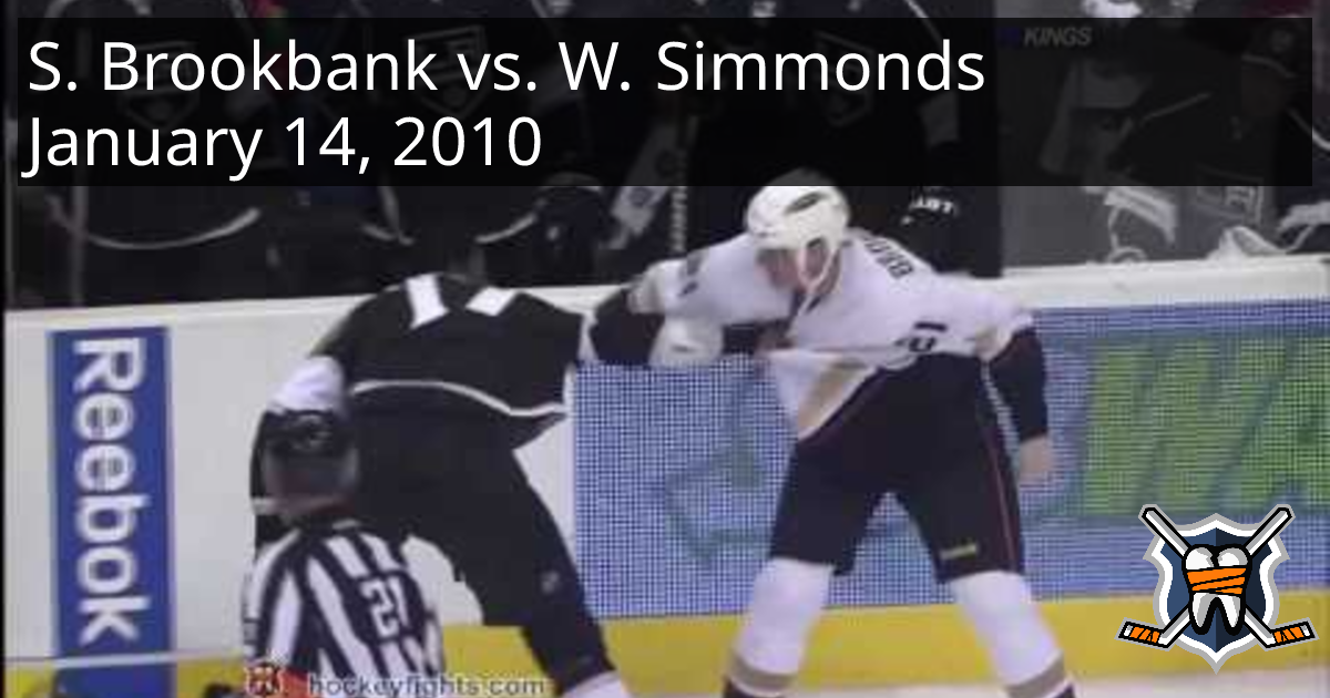 Sheldon Brookbank vs. Wayne Simmonds, January 14, 2010 - Anaheim Ducks ...